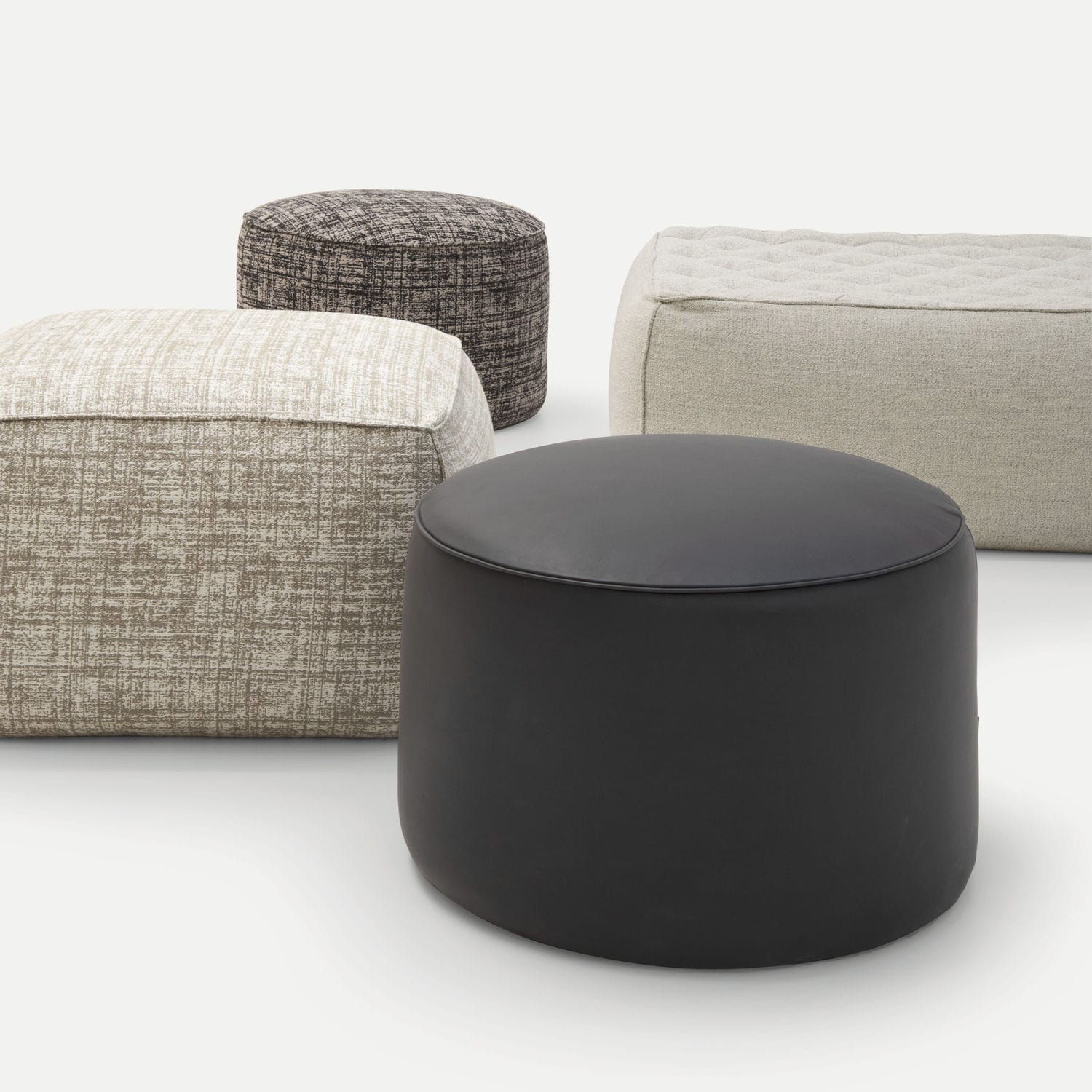 Contemporary ottoman - EDEN - PIANCA - fabric / leather / round