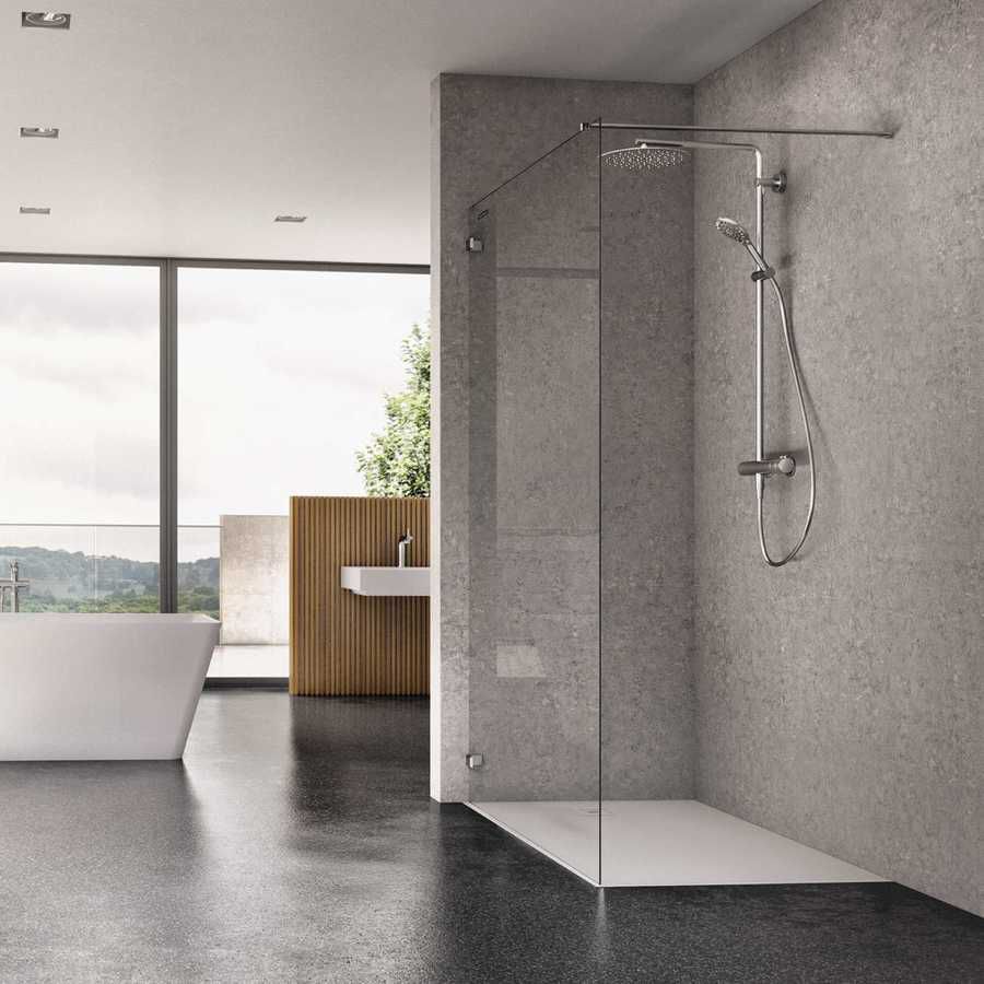 Swing shower screen - VIVA - DUSCHOLUX AG - corner / tempered glass