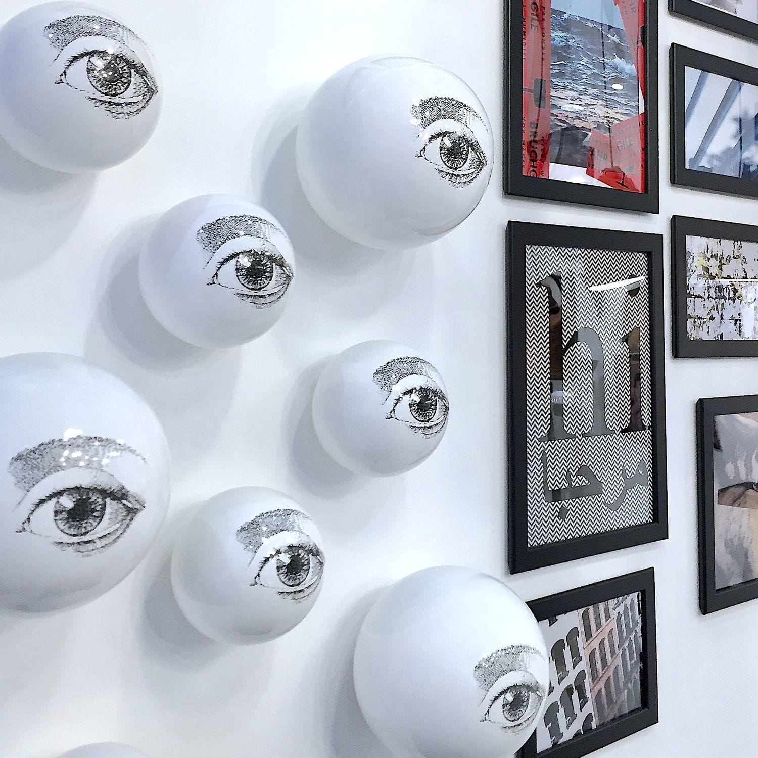 Ceramic sculpture - EYE - neo - wall-mounted / outdoor / handmade