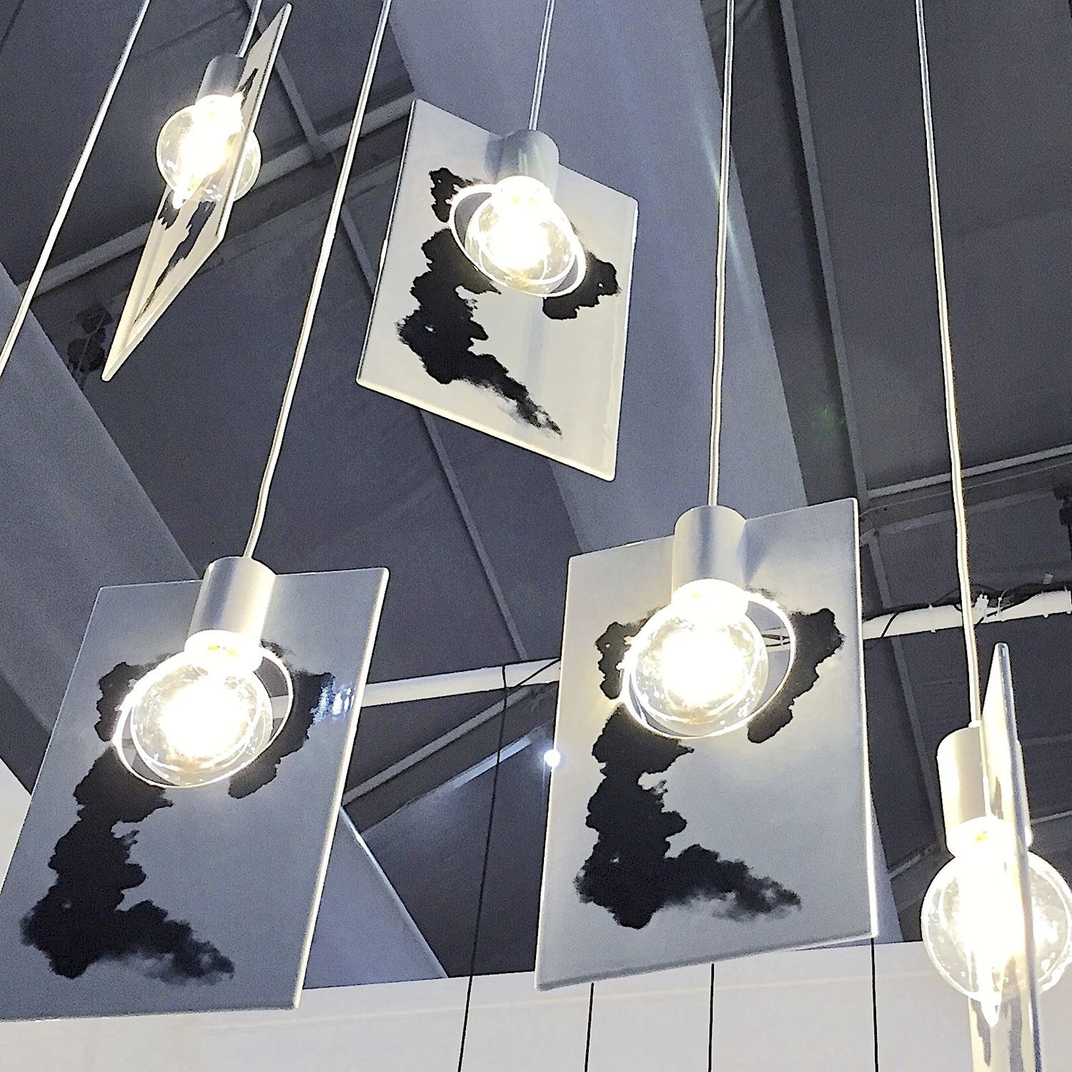 Pendant lamp - SMOKE - neo - ceramic / minimalist design / corded