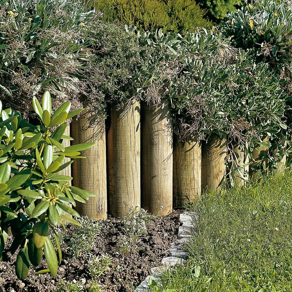 Garden edge - KIEFER - Braun Wuerfele - wall / protection / for landscaping