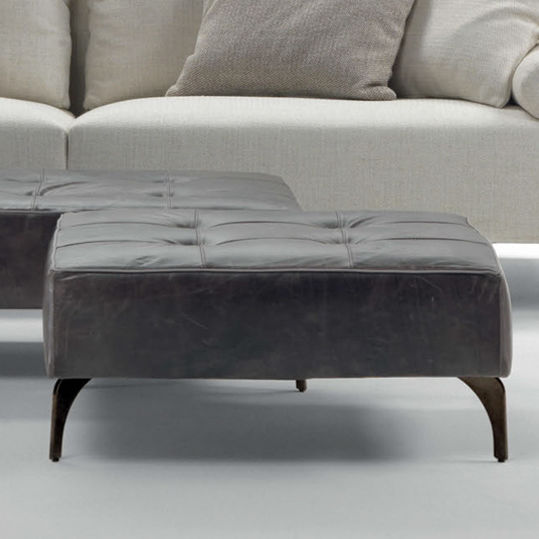 Contemporary ottoman - ALDO - marac srl - fabric / leather / square
