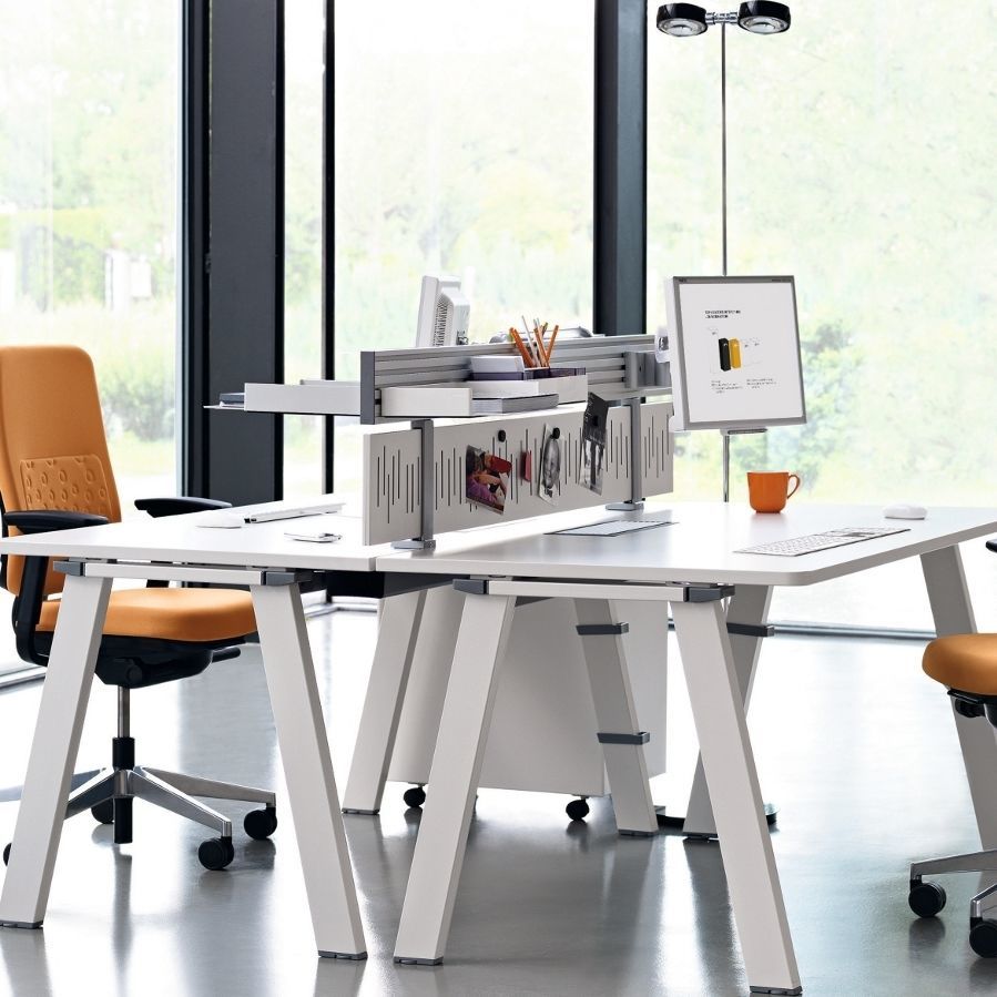 Desk mounted office divider - PARTITO RAIL - Steelcase - fabric / steel ...