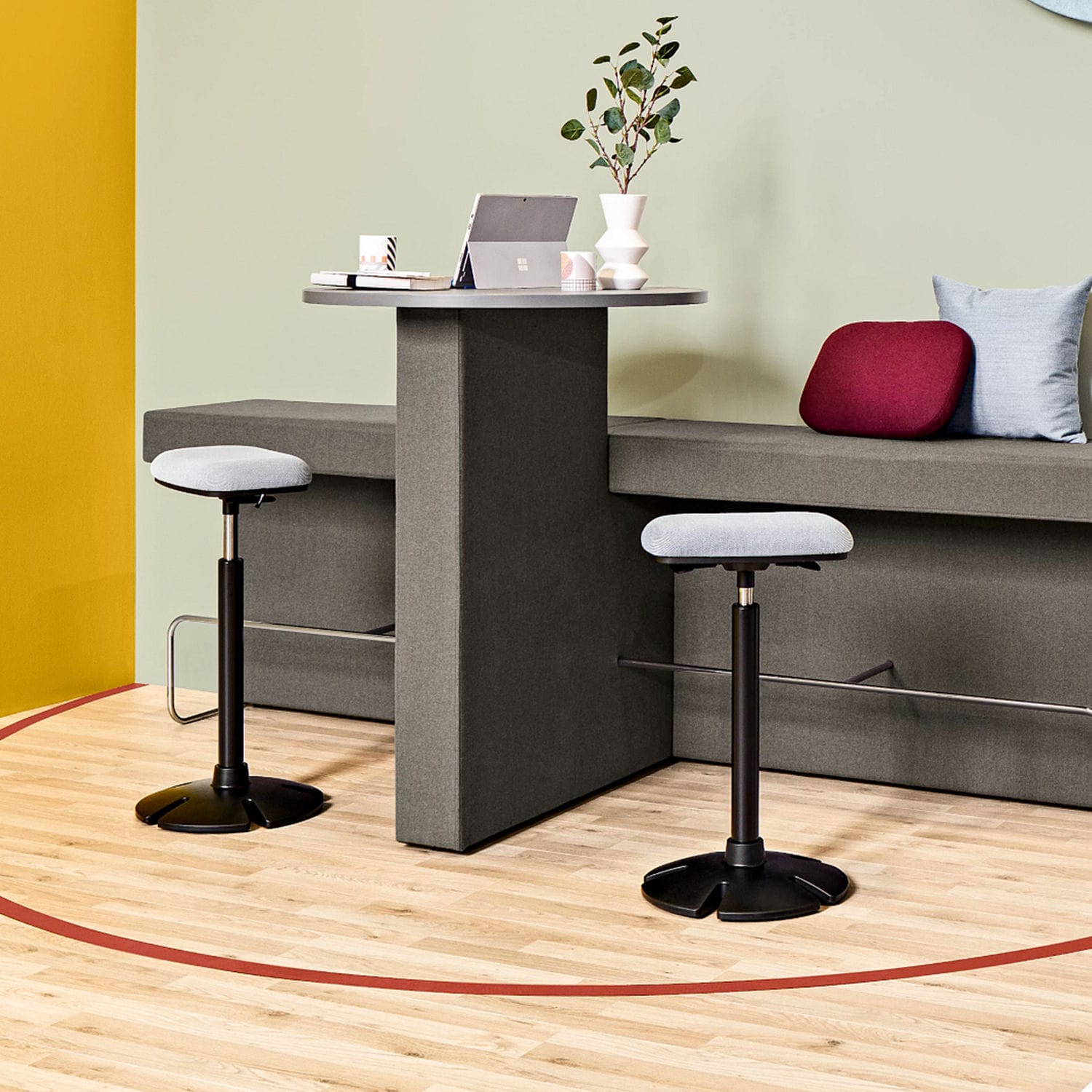 Contemporary task stool - B-FREE SIT STAND - Steelcase - fabric / metal ...