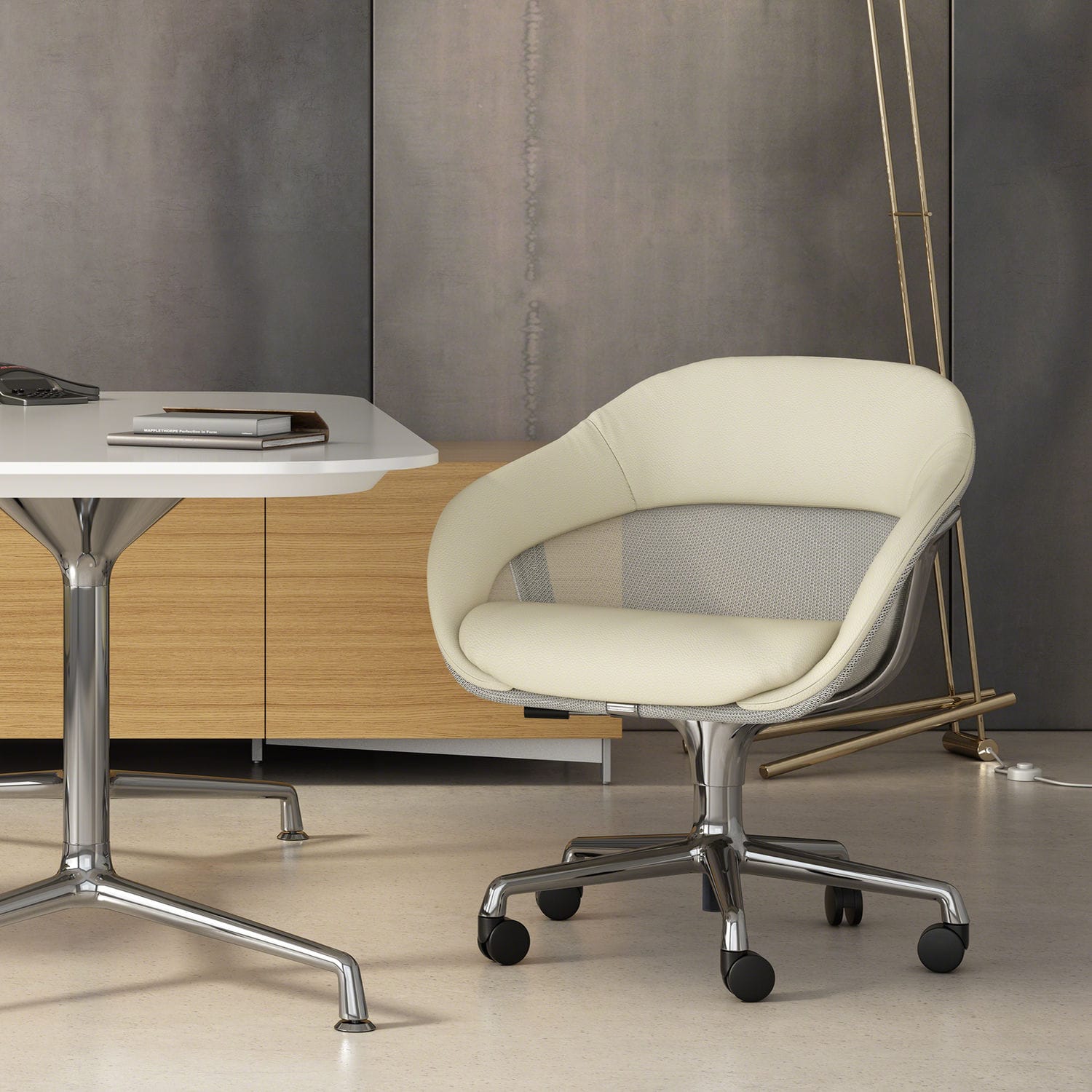 Contemporary visitor armchair - SW_1 - Steelcase - fabric / cast ...