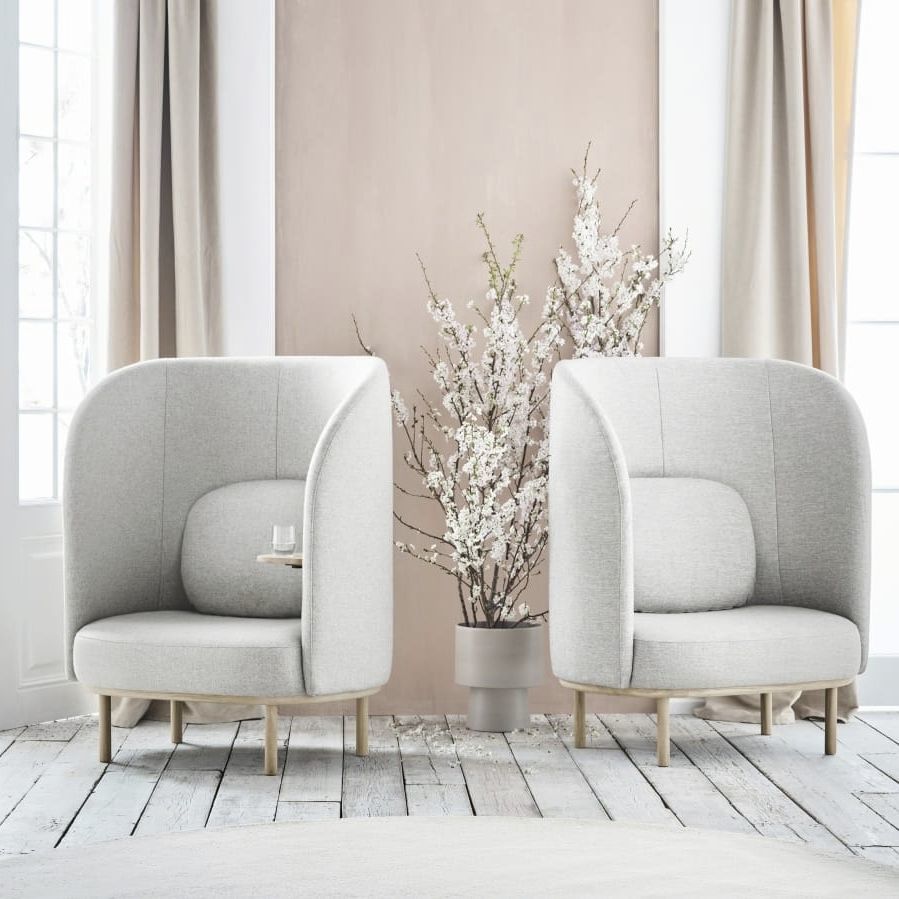 Contemporary armchair - FUUGA NESTING - Steelcase - velvet / wool / wooden