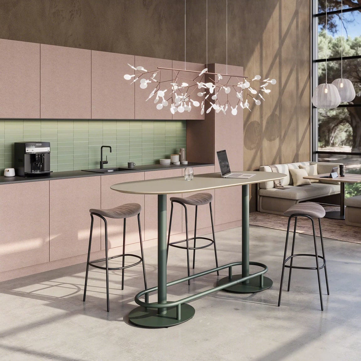 Contemporary table - OBELOS® - Steelcase - wooden / metal base ...