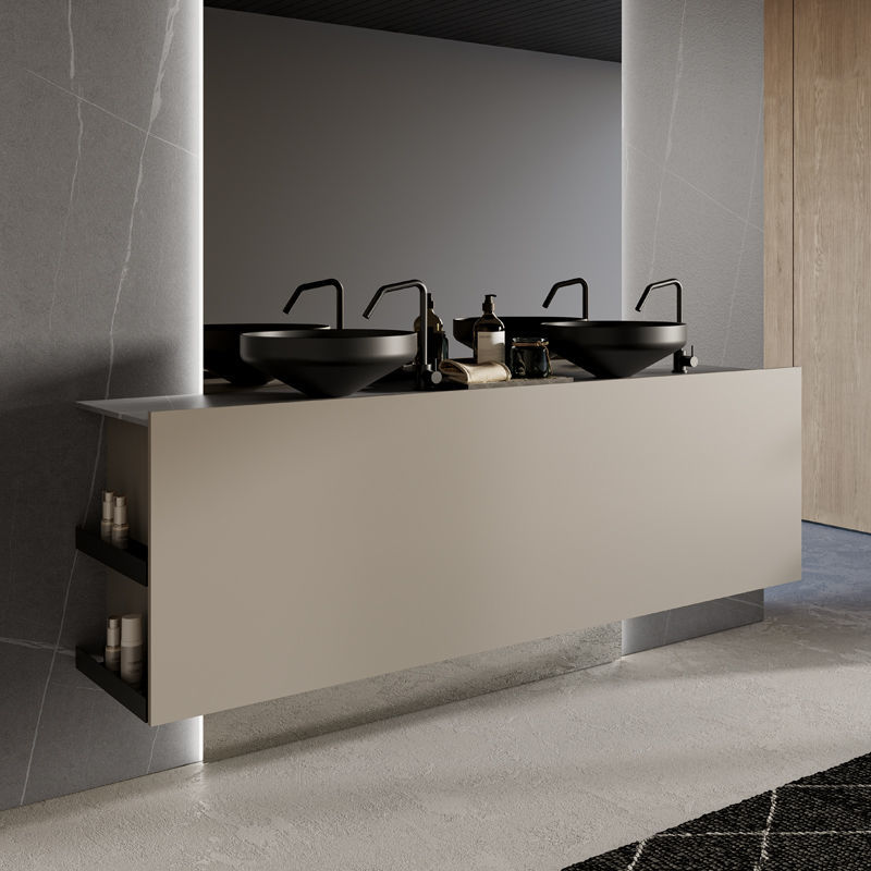 Double washbasin cabinet - SAIL - Birex - wall-hung / oak / marble