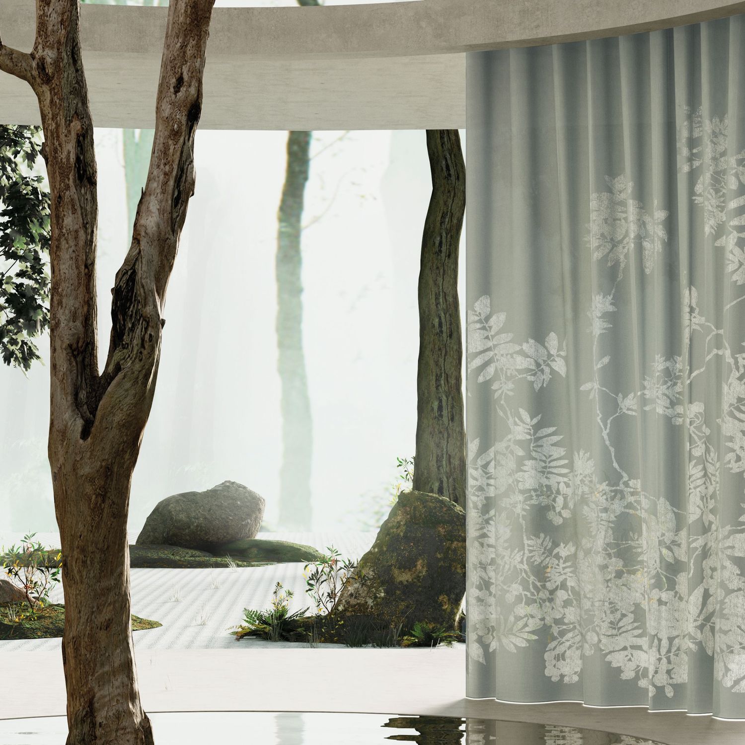 Curtain fabric - AÎNÉ 05 - KENDIX - floral pattern / viscose / washable