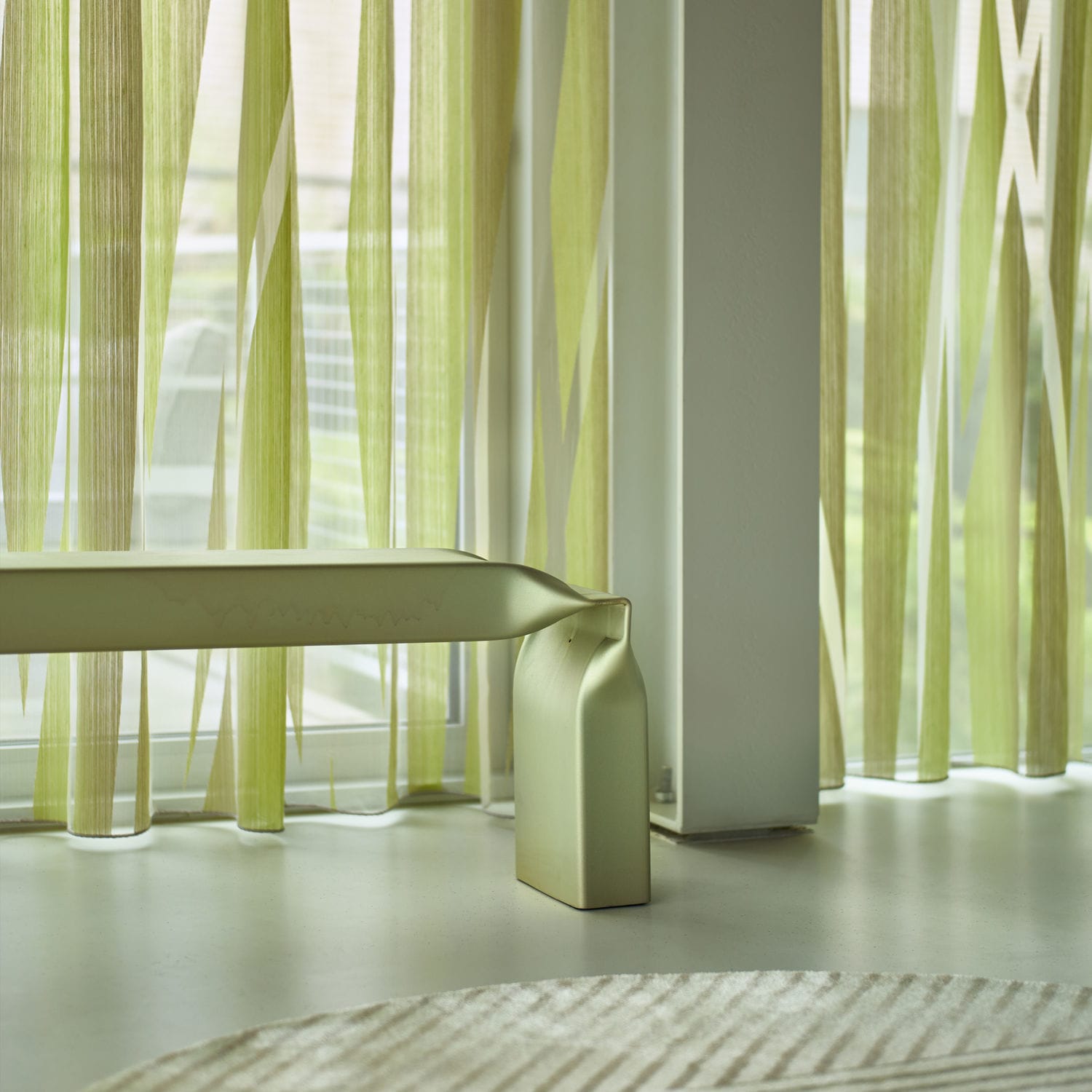 Striped sheer curtain fabric - HELIX - KENDIX - linen / viscose / polyester