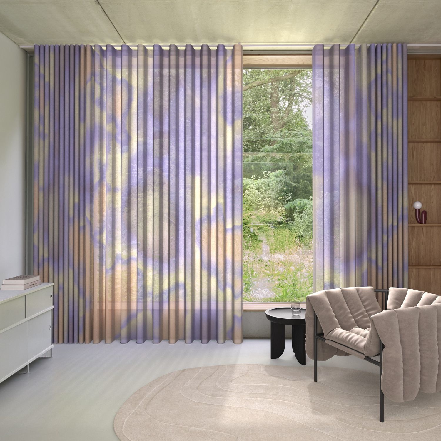 Patterned sheer curtain fabric - LIQUID - KENDIX - Trevira CS ...
