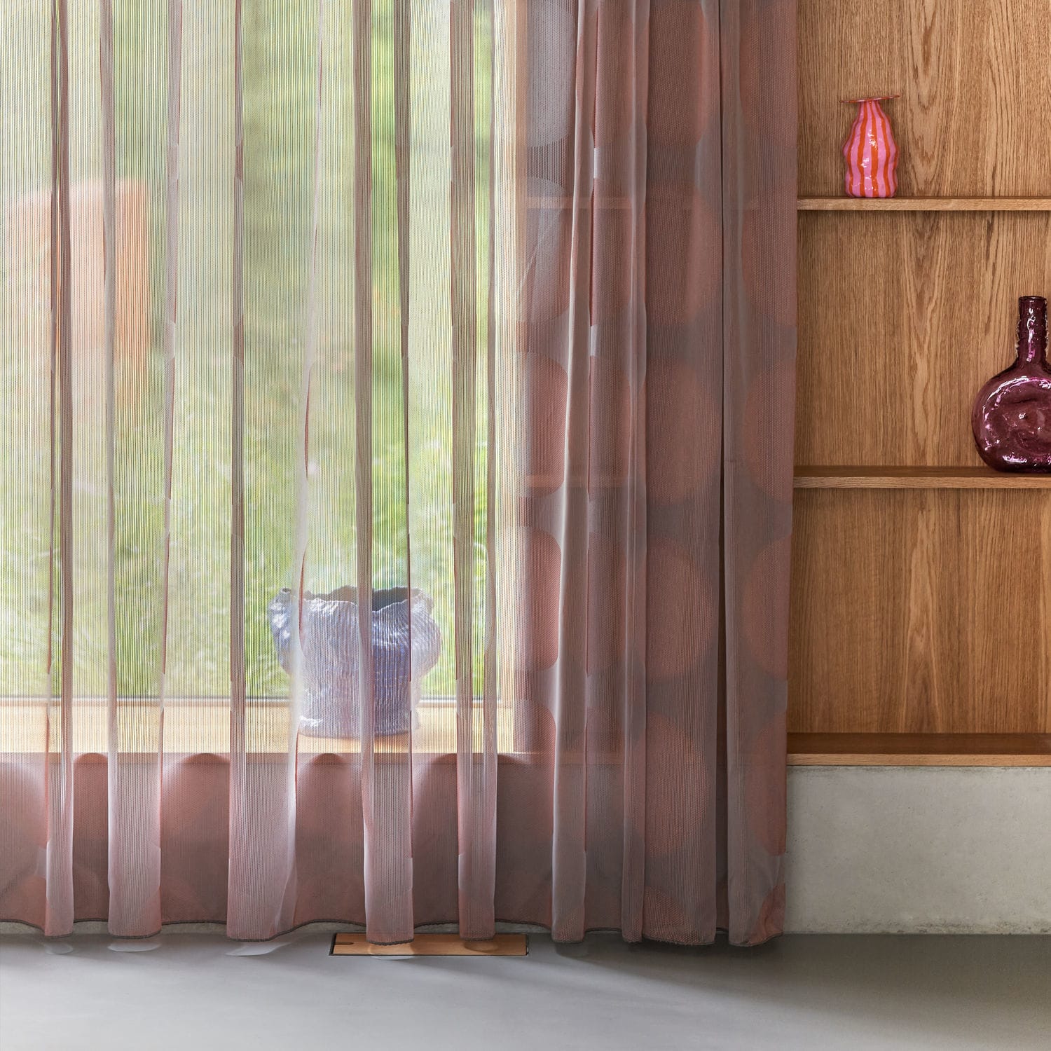 Geometric pattern sheer curtain fabric - RONDA - KENDIX - Trevira CS ...