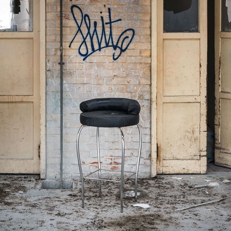 Contemporary bar stool - MARILEN - VGnewtrend - leather / fabric / MDF