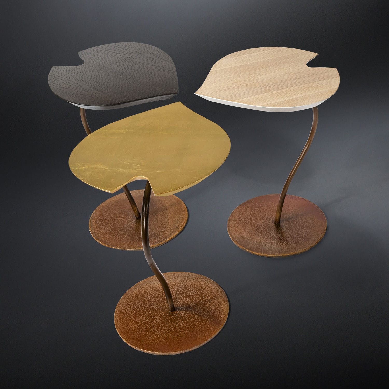 Contemporary side table - LEAF CORTEN - VGnewtrend - wooden / iron ...