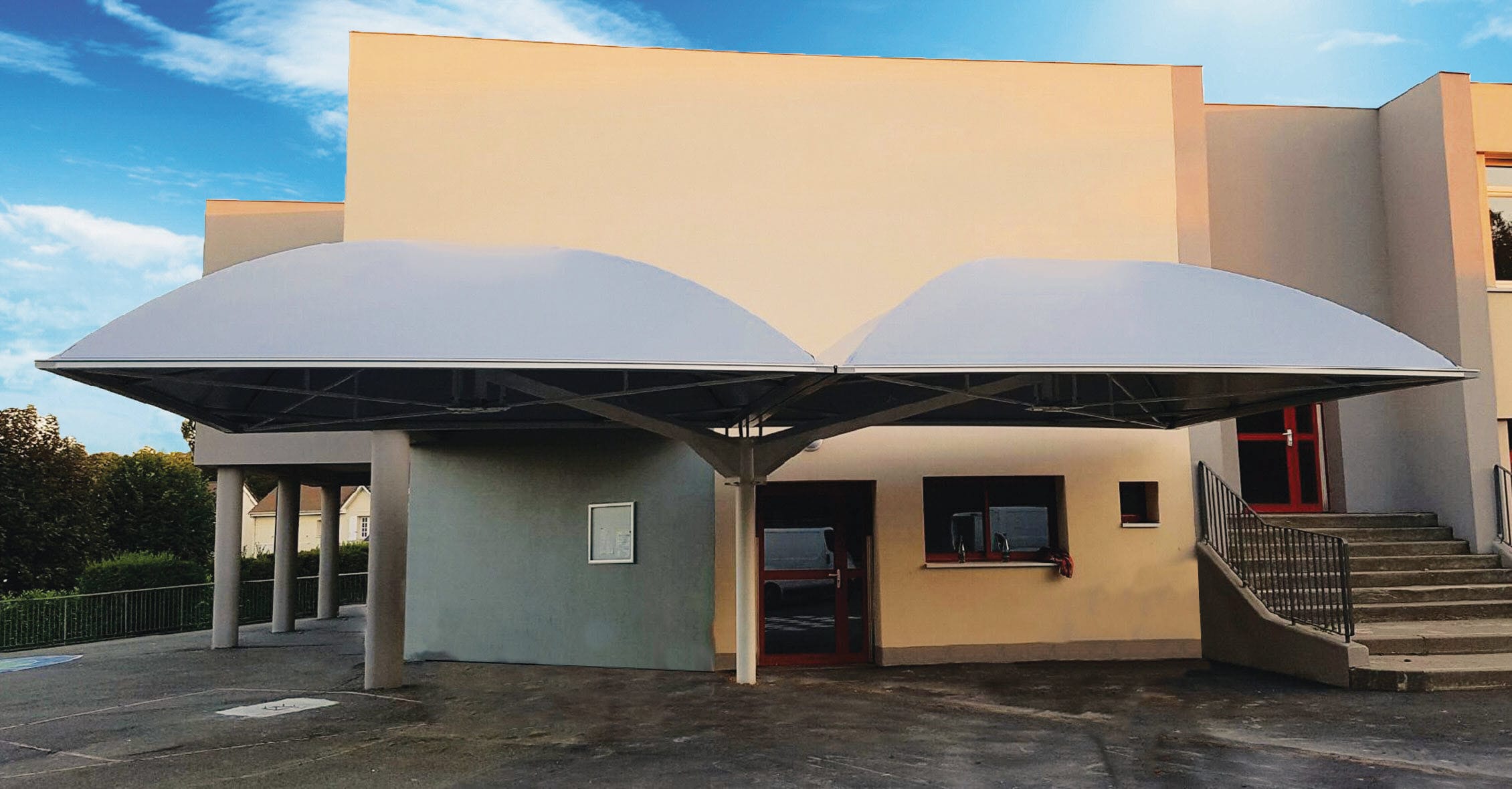 Metal frame tensile structure - DIAMANT - DALO - roof / with polyester ...