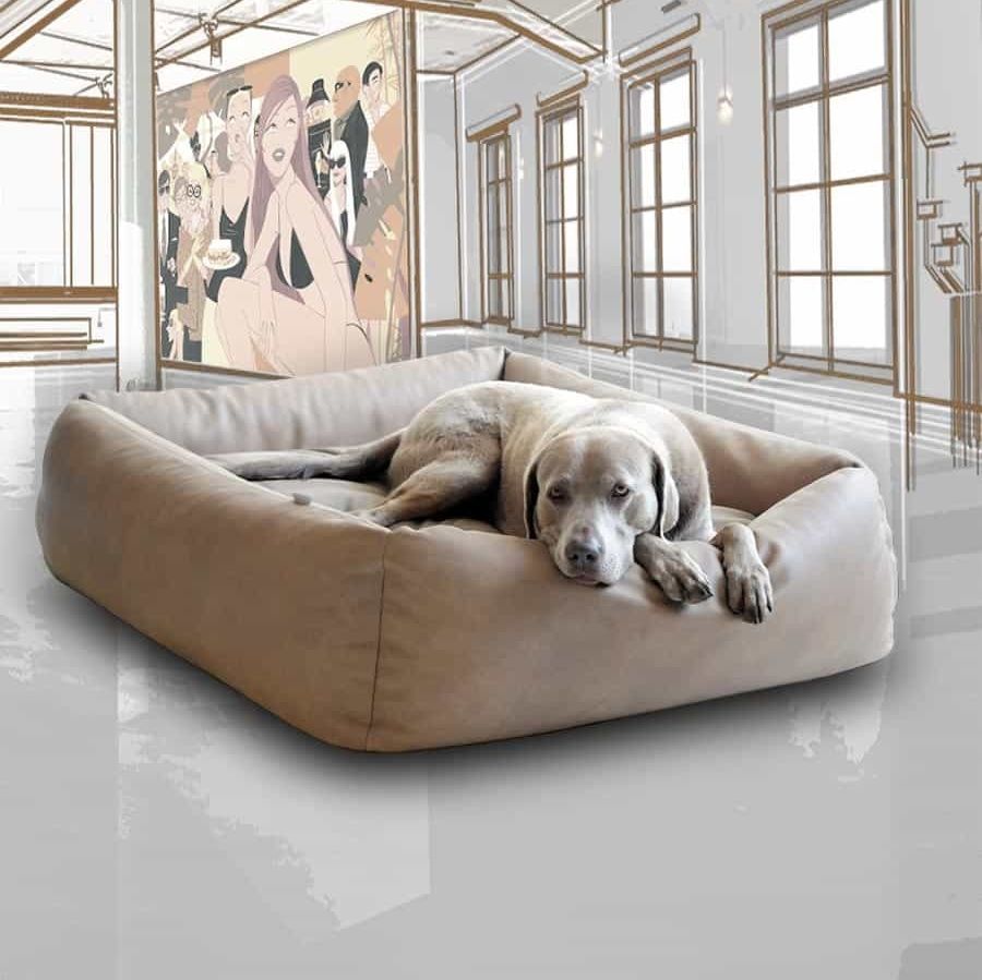 Leather dog bed - BOOX - pet.interiors - with removable cushion