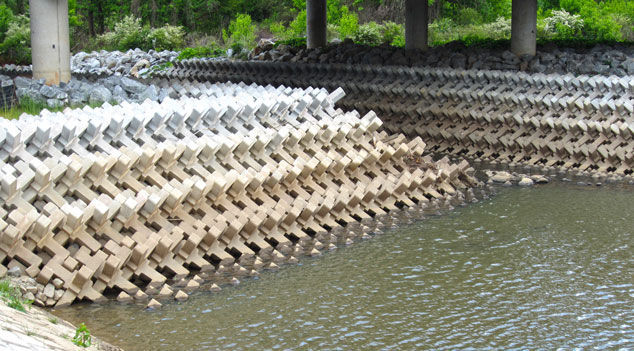 Solid concrete block / dam / erosion control - A-JACKS® - Contech
