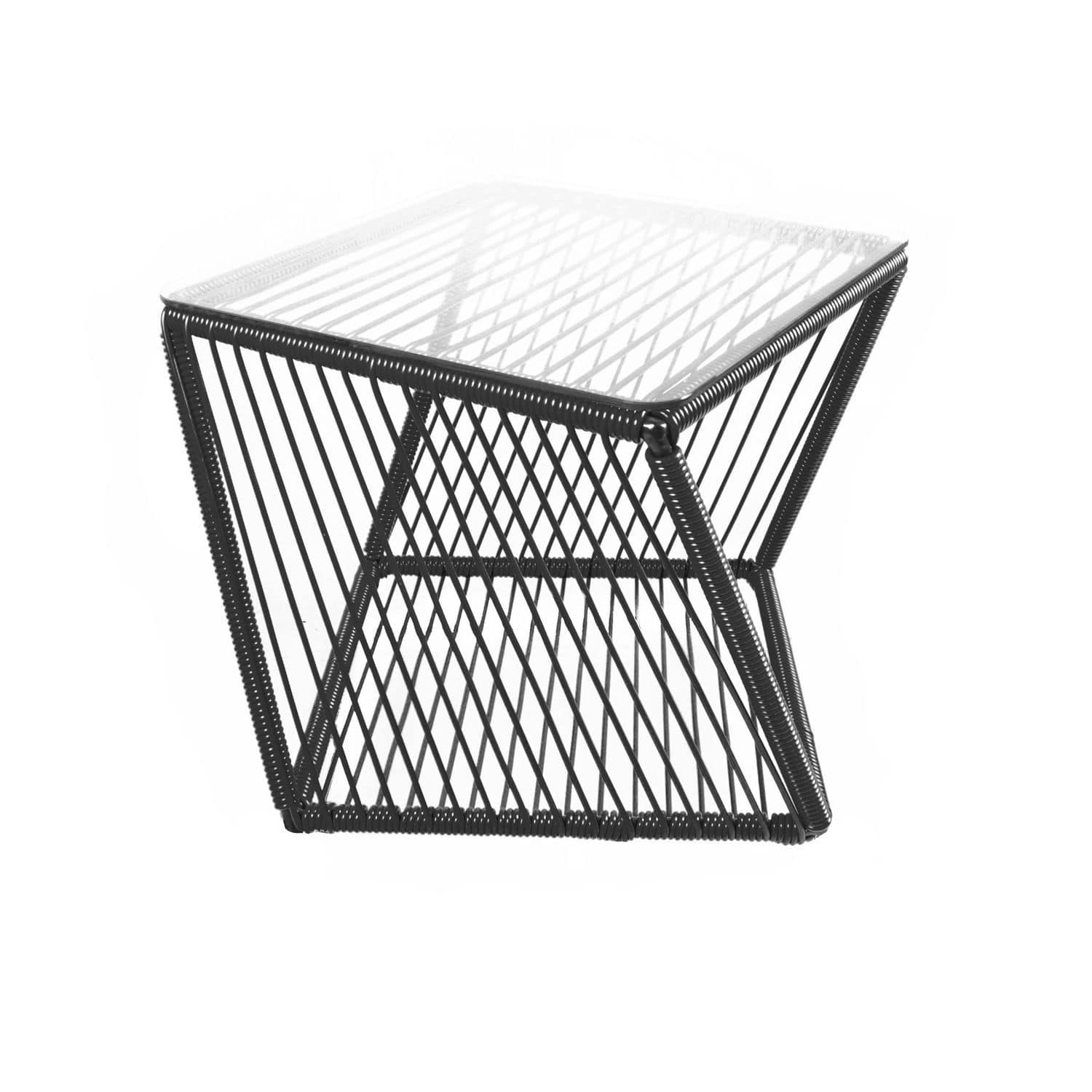 Contemporary side table - TICO - BOQA - glass / steel / plastic