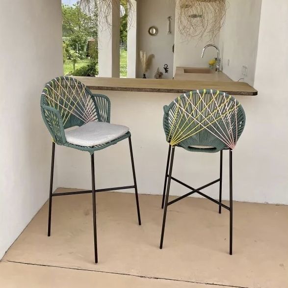 Contemporary bar stool - Nacre - BOQA - Sunbrella® / steel base / 4-legged