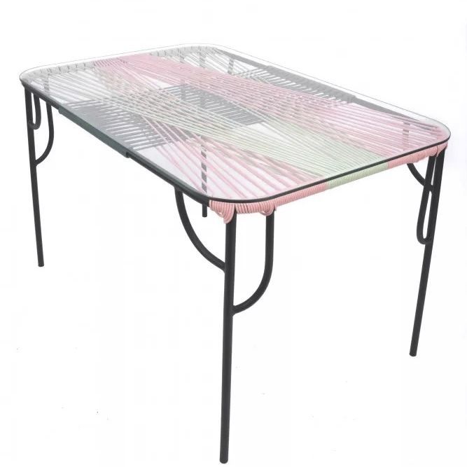 Design dining table - Nacre - BOQA - tempered glass / steel base ...