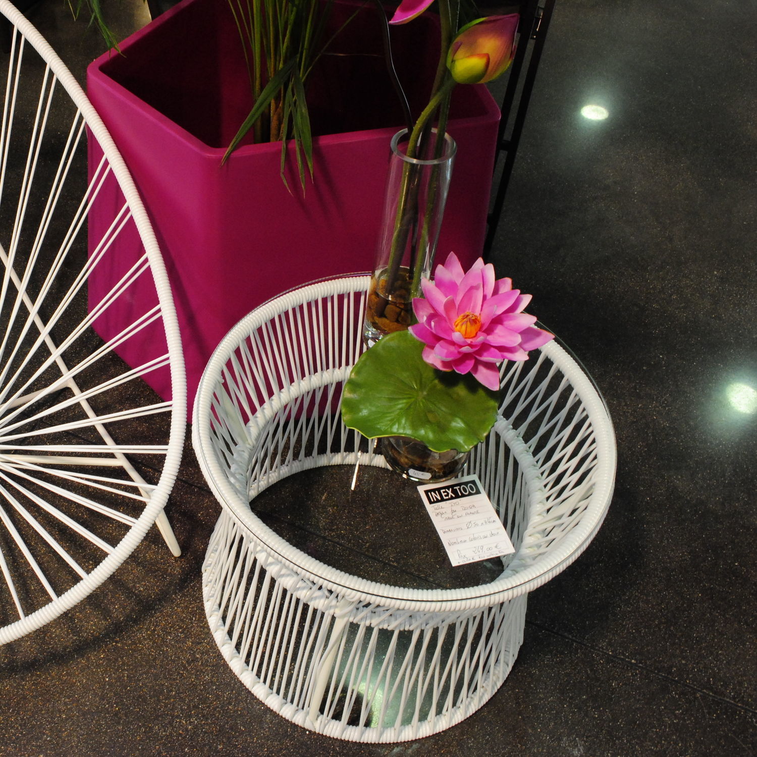 Contemporary side table - ITA - BOQA - glass / steel base / leather base