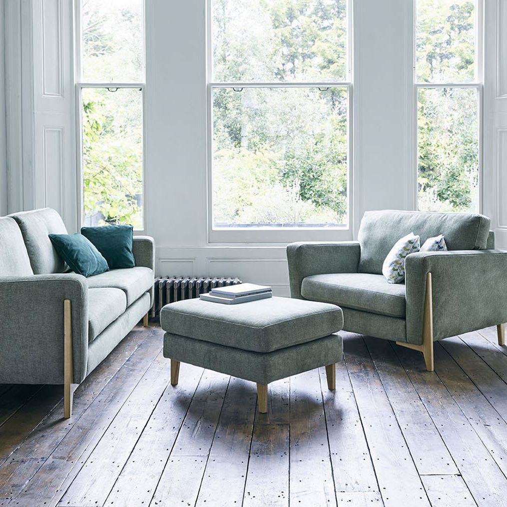 Contemporary footrest - MARINELLO - ercol - fabric / oak