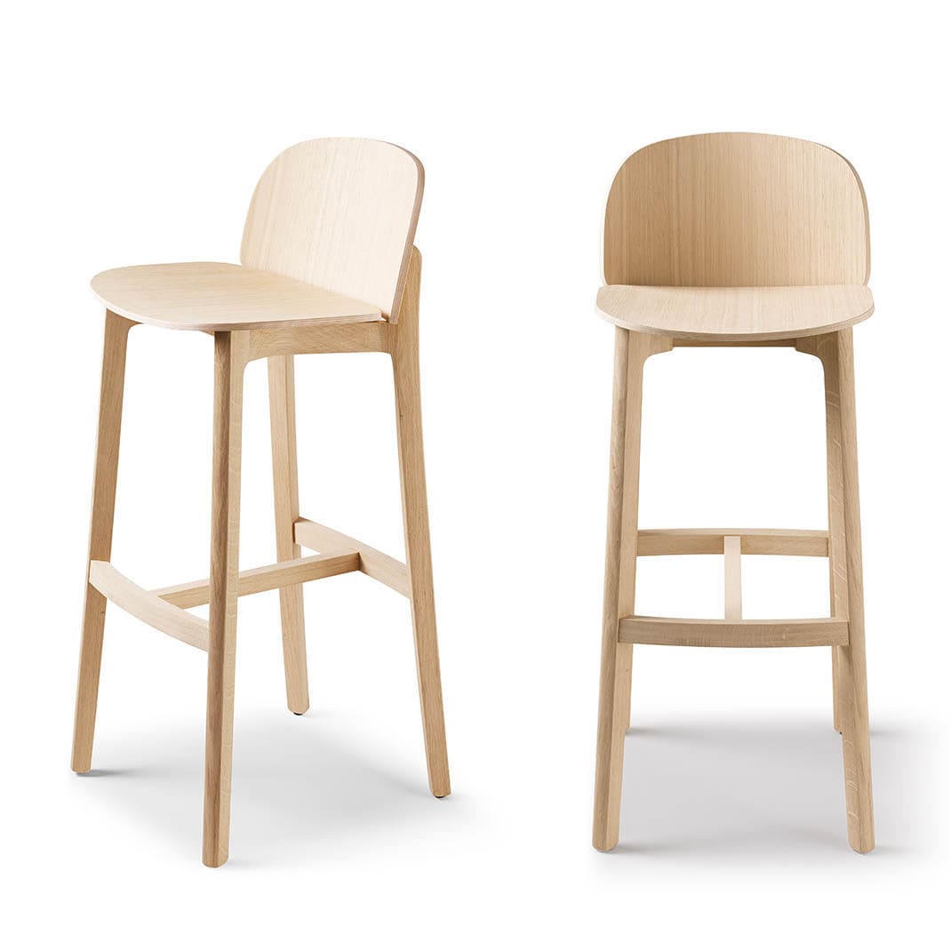 Contemporary bar chair - Lanas - Bosc - indoor / fabric / oak