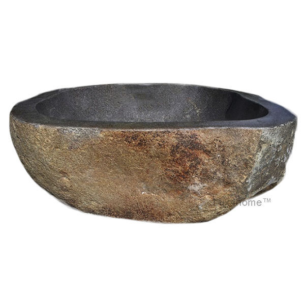 Countertop washbasin - CUT - Lux4home™ - Riverstone® / basalt / organic