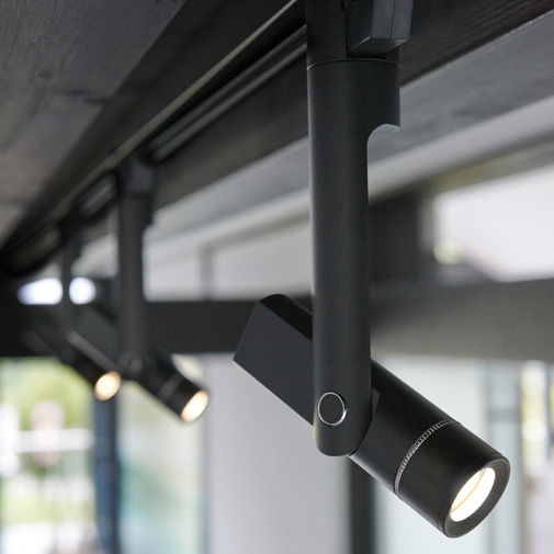 LED track light - HUBBLE - OLIGO - round / aluminum / glass