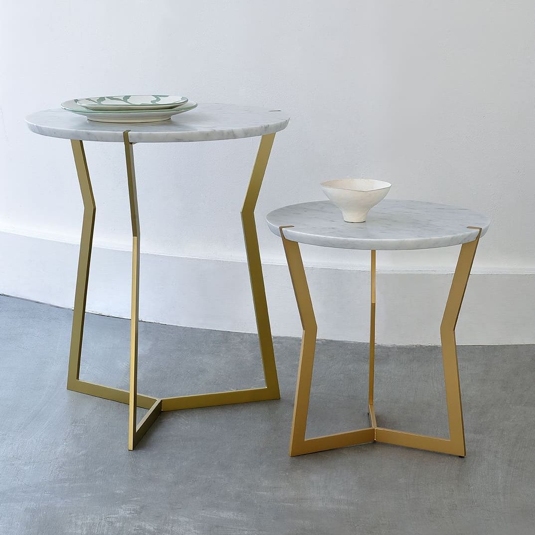 Contemporary side table - STAR - Coedition - marble / lacquered metal ...