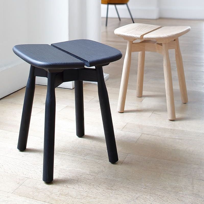 Contemporary stool - DOM - Coedition - varnished wood / oak / black