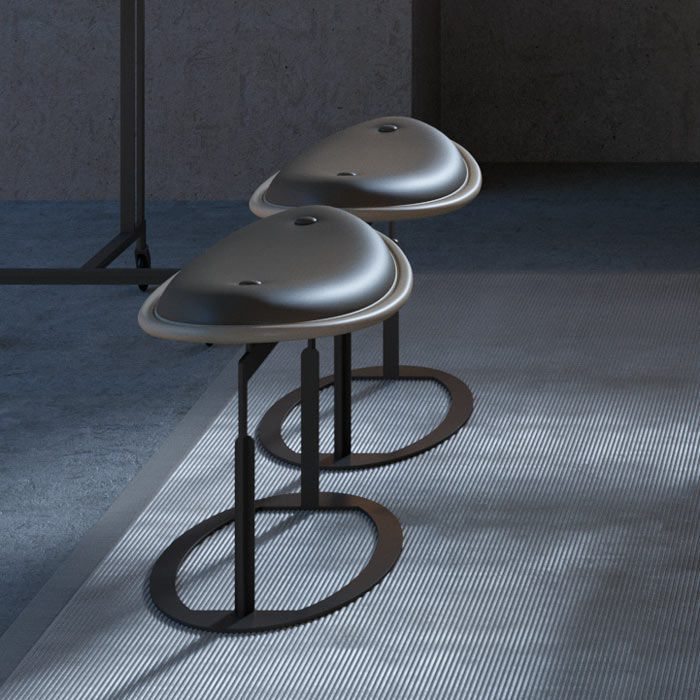 Contemporary stool - ALMA - DIMENSIONE CHI WING LO - leather / fabric / metal base