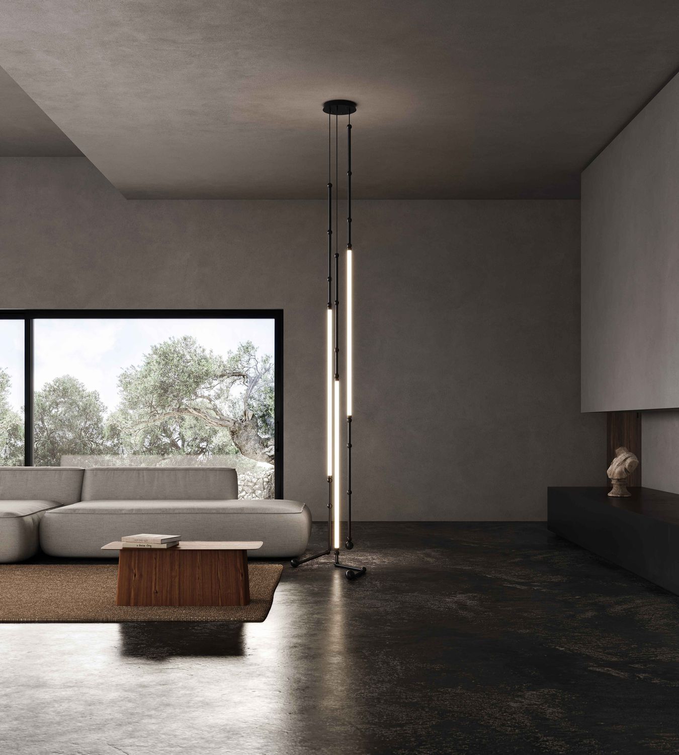 Pendant lamp - LEDA - KARMAN - metal / aluminum / bronze