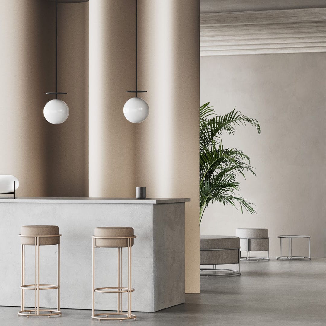 Contemporary stool - UP - Mobboli - wooden / foam / steel