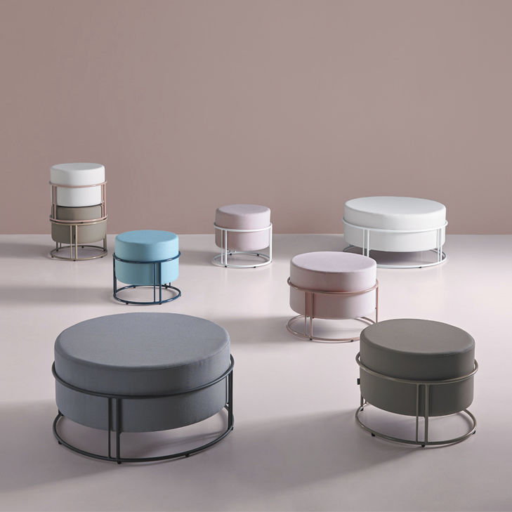 Contemporary pouf - UP - Mobboli - steel / painted steel / polypropylene