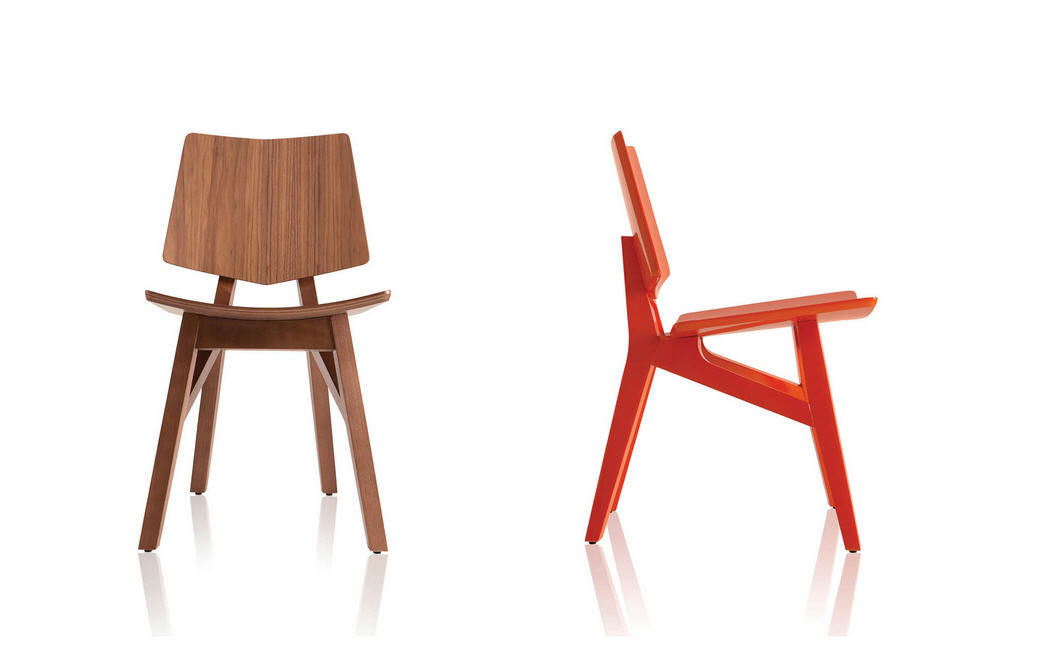 Contemporary chair - IPANEMA - SOLLOS - oak / molded plywood / walnut