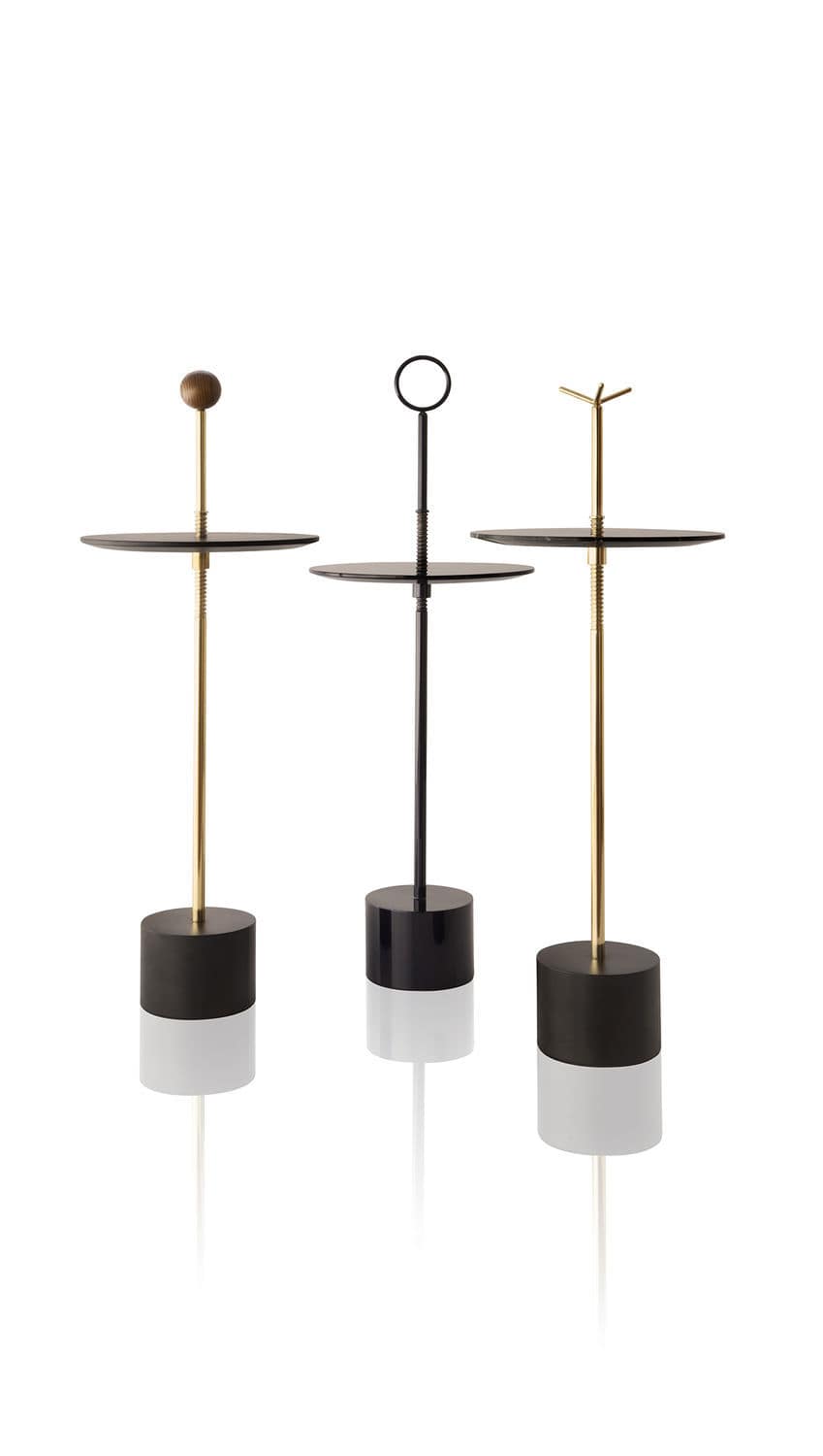 Contemporary side table - CIGG - SOLLOS - marble / brass / round