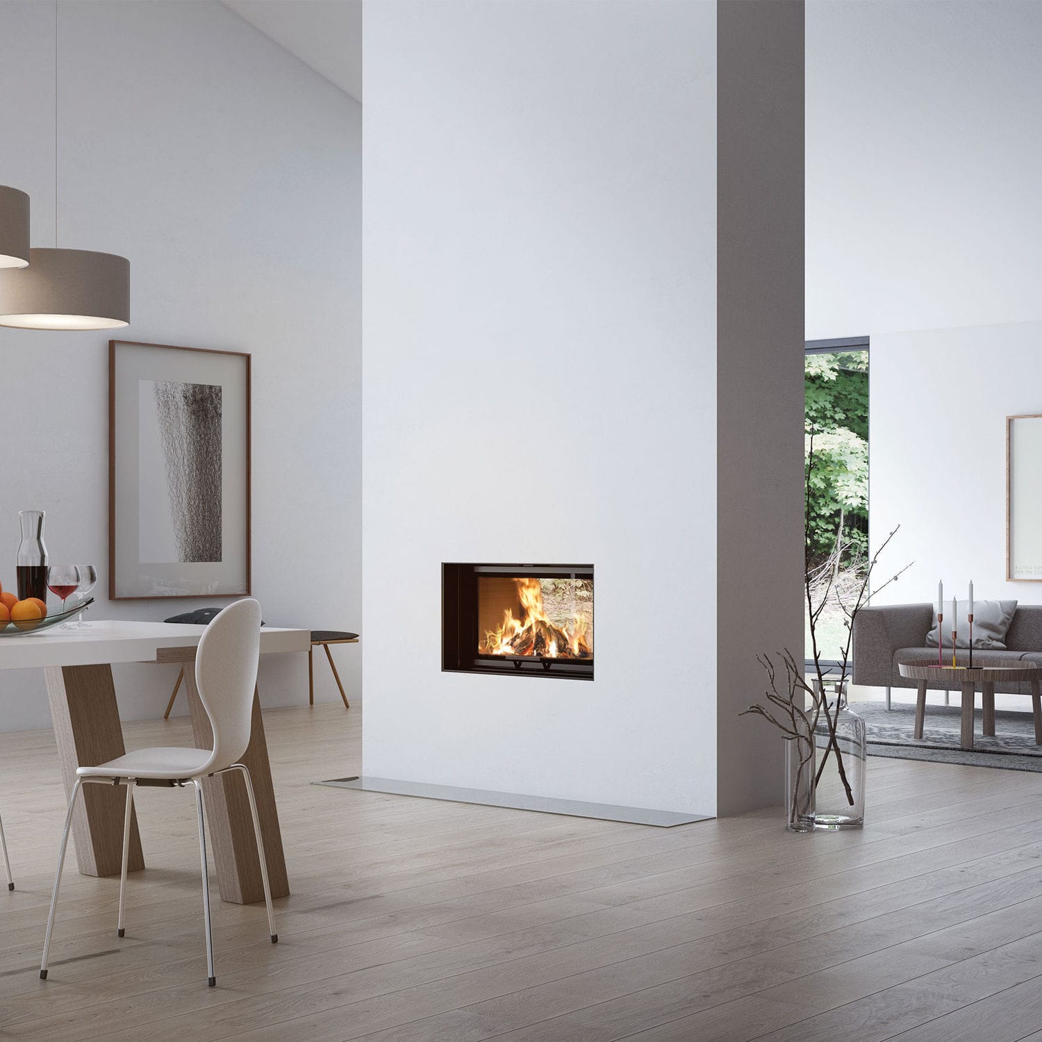 Wood-burning fireplace - VISIO TUNNEL - Attika Feuer AG - built-in ...