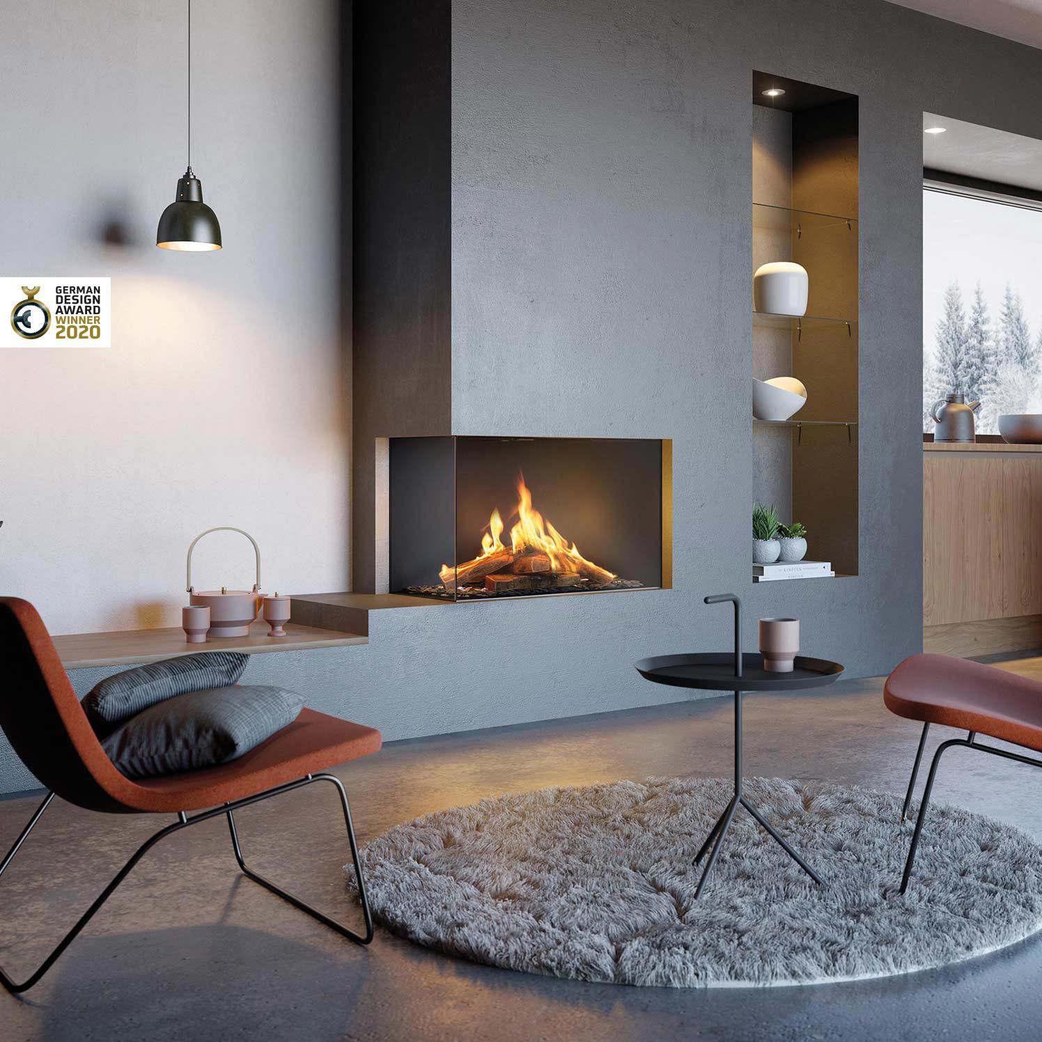 Gas fireplace - VISIO ECK - Attika Feuer AG - built-in / corner ...