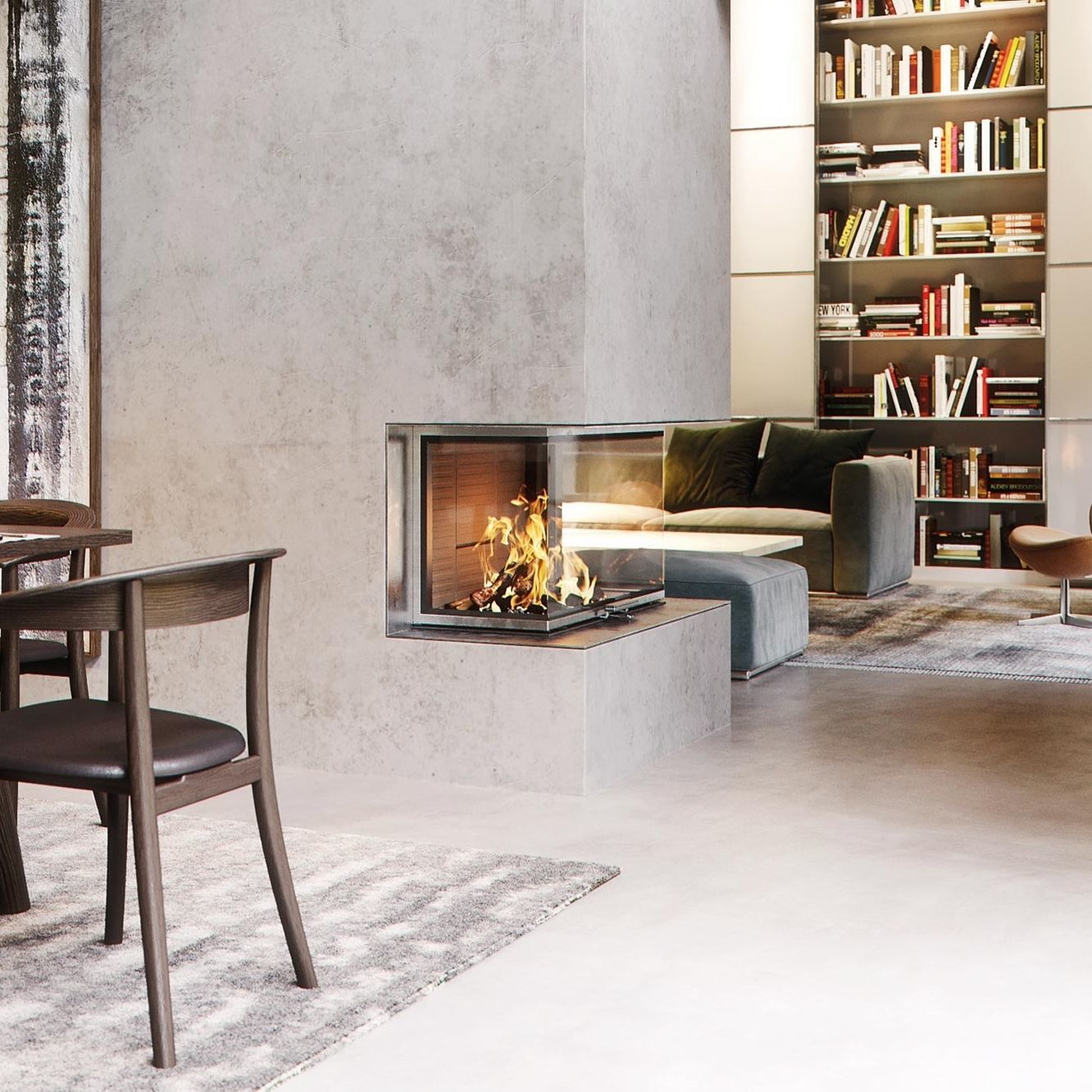 3-sided fireplace insert - VISIO 3 L - Attika Feuer AG - wood-burning ...