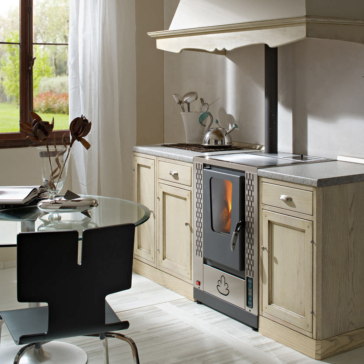 Pellet heating stove - SAMANTHA - KARMEK ONE SRL - contemporary / steel