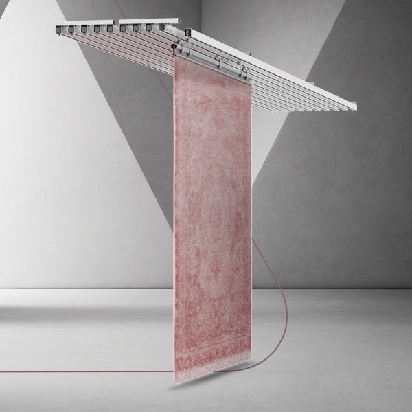 Ceiling carpet display rack - FIXED RAIL SYSTEM - AKDENIZ Display ...