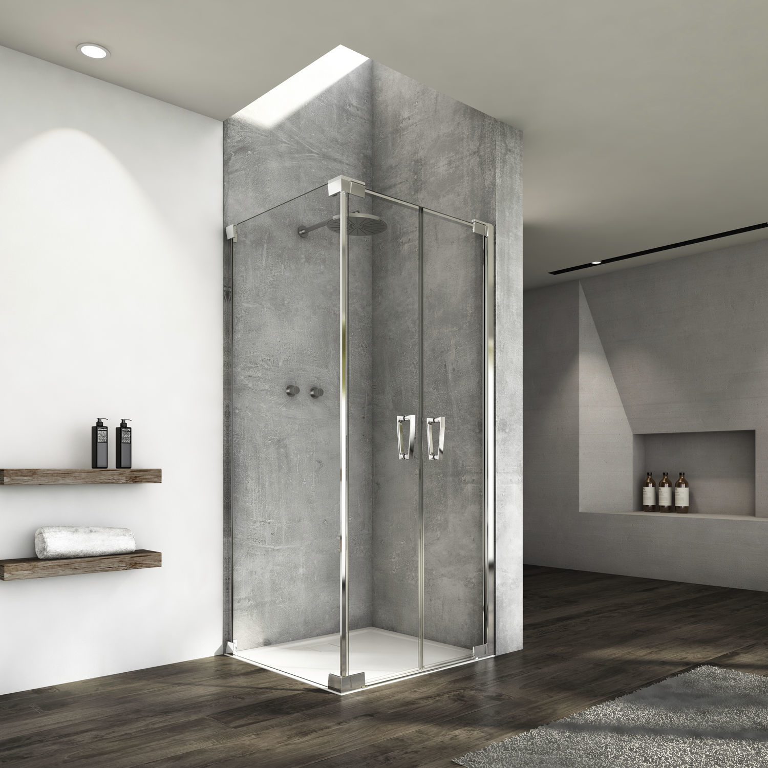 Swing shower screen - CADURA : CA2C+CAT2 - Ronal - fixed / corner ...