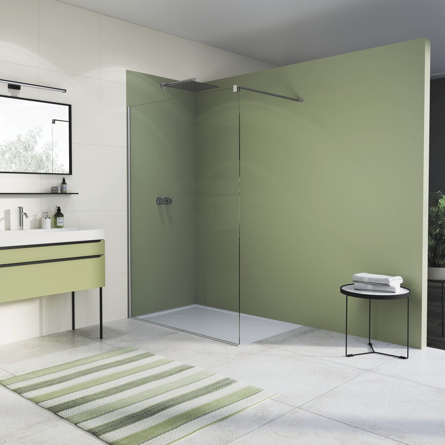 Fixed shower screen - EASY : STR4P - Ronal - corner / Securit® glass ...