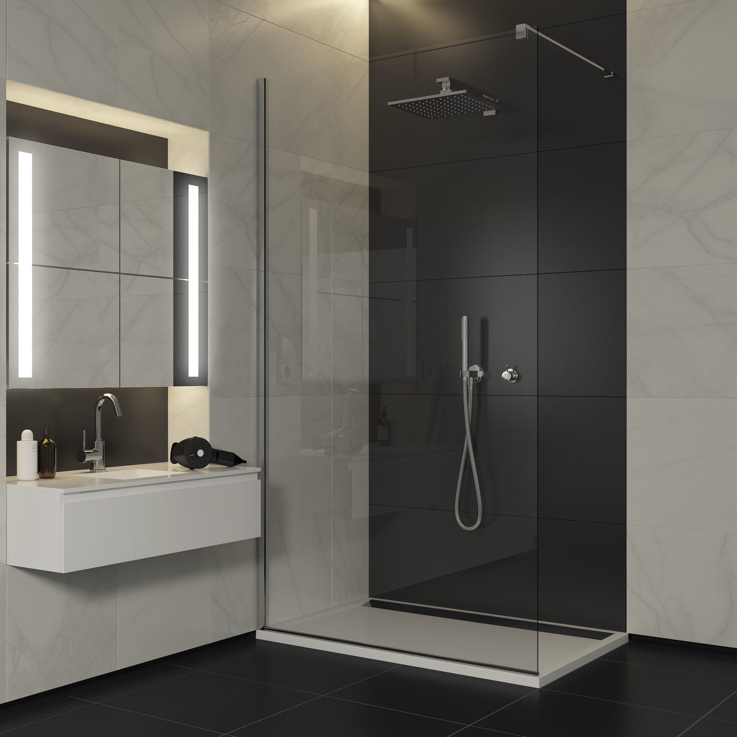 Fixed shower screen - EASY STR4PX - Ronal - on shower tray / Securit ...