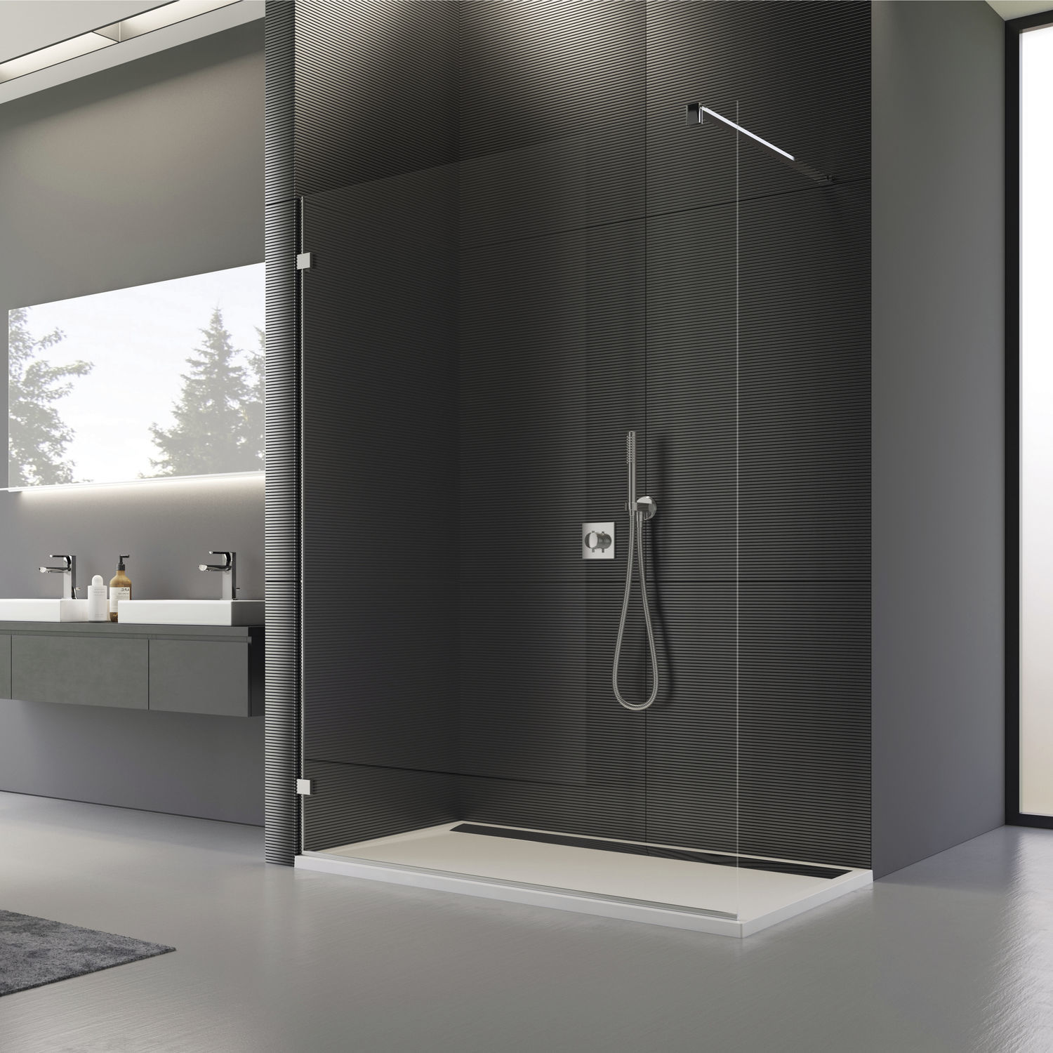 Fixed shower screen - PUR PDT4 - Ronal - on shower tray / Securit ...
