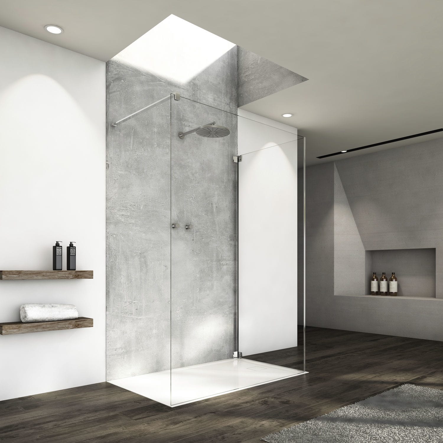 Fixed shower screen - CADURA CAT4+CAT3 - Ronal - on shower tray ...