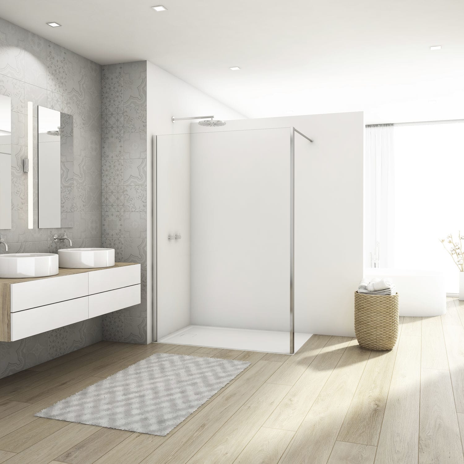 Fixed shower screen - WALK-IN DIVERA D22WI1H - Ronal - corner / Securit ...