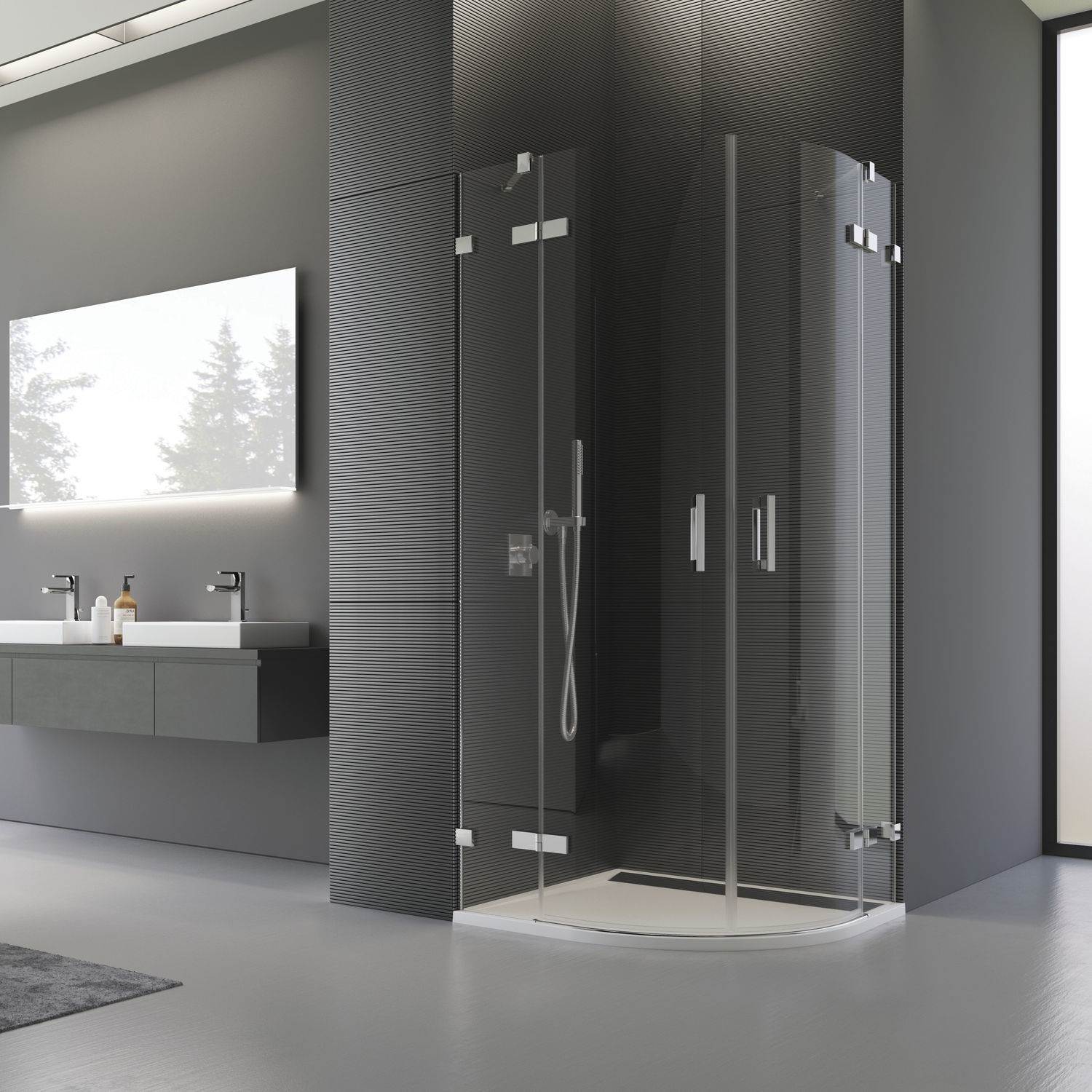 Swing shower screen - PUR : PU4 - Ronal - curved / corner / Securit® glass