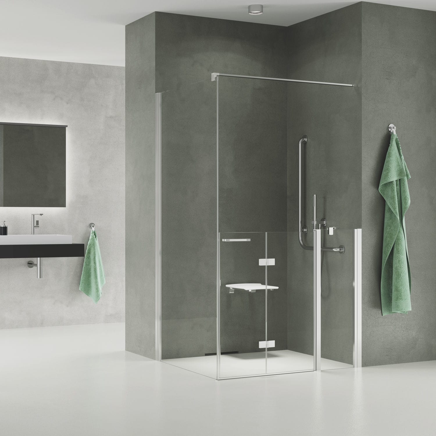 Folding shower screen - SOLINO M - SOMF13 + SOMT1 - Ronal - corner ...